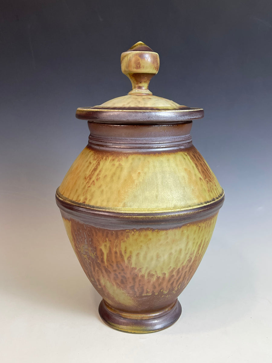 Wood Fired Metalic Ash Lidded Jar – Spinning Earth Pottery